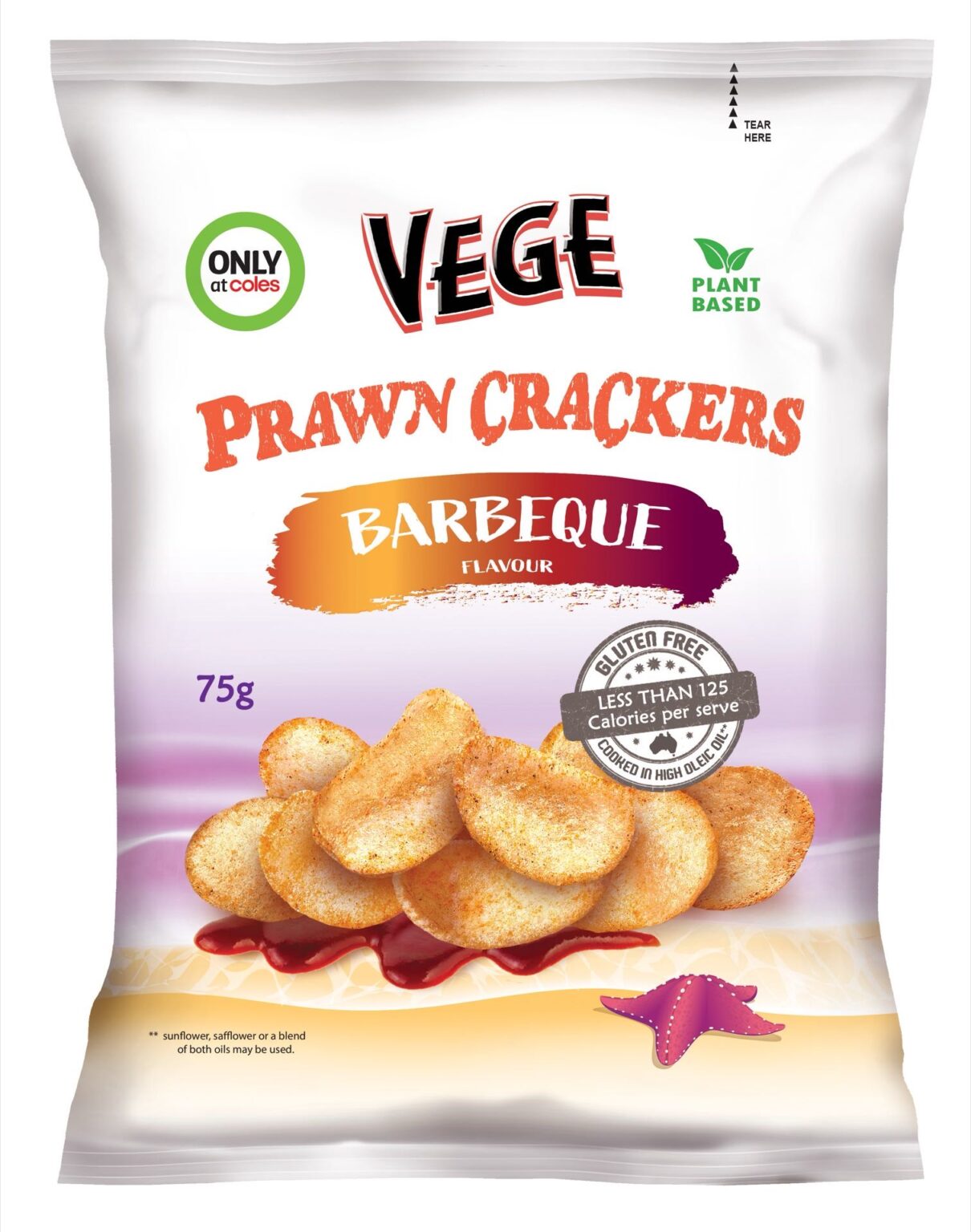 Vege Vegan Prawn Crackers - Barbeque 75g - Vege Chips | Gluten Free Snacks